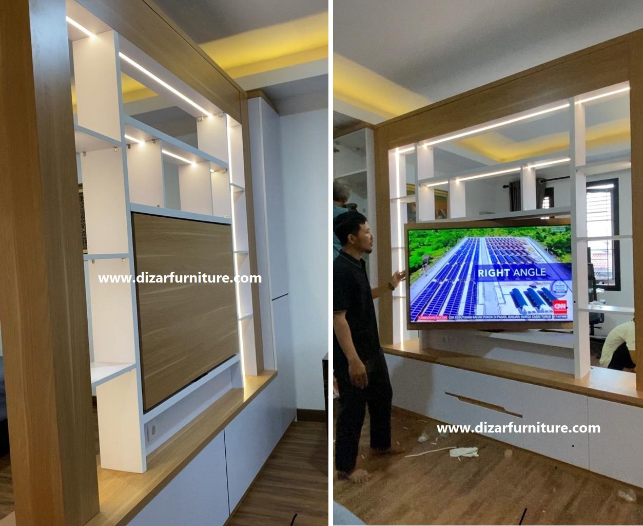 Backdrop TV Putar 360 Derajat – Dizar Furniture